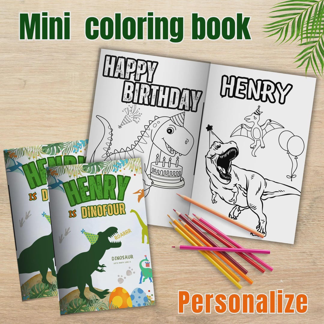 Editable T-rex Coloring Book, Dinosaur Party Favors (digital Printable ...