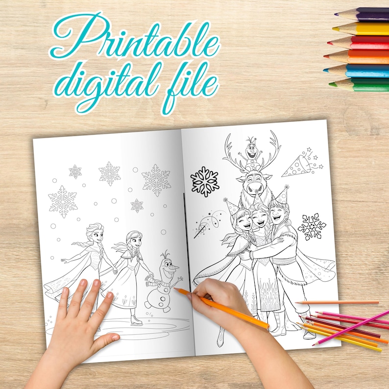 Editable Frozencoloring Book, Disney Princesses Party Favor (digital ...