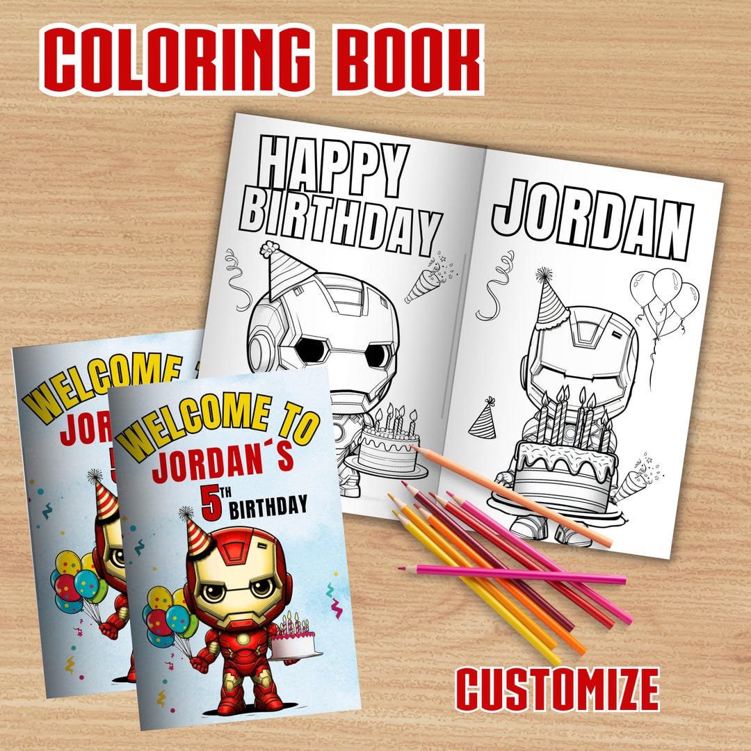 Editable Iron Man Mini Coloring Book: Party Favor (digital Printable ...