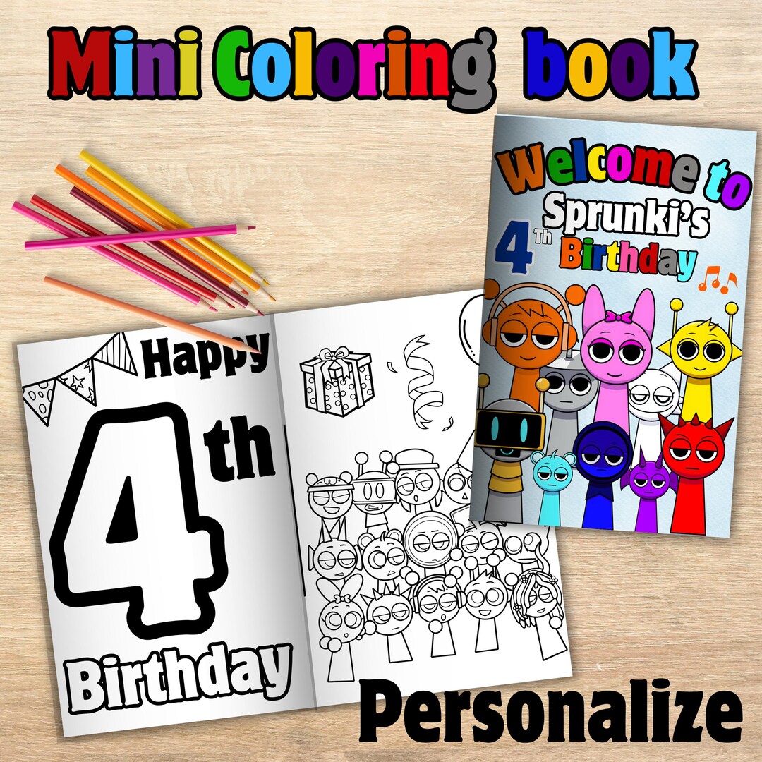 Editable Sprunkis Birthday Coloring Book, Sprunki Party Favors (digital ...