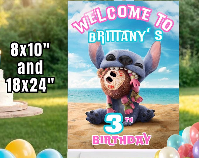 Letrero de bienvenida para fiesta de cumpleaños de Stitch, letrero de ...