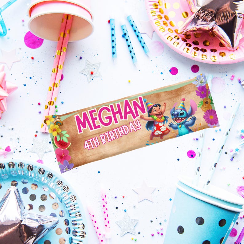 Lilo and Stitch Chocolate Bar Wrapper, Editable Birthday Party Template ...