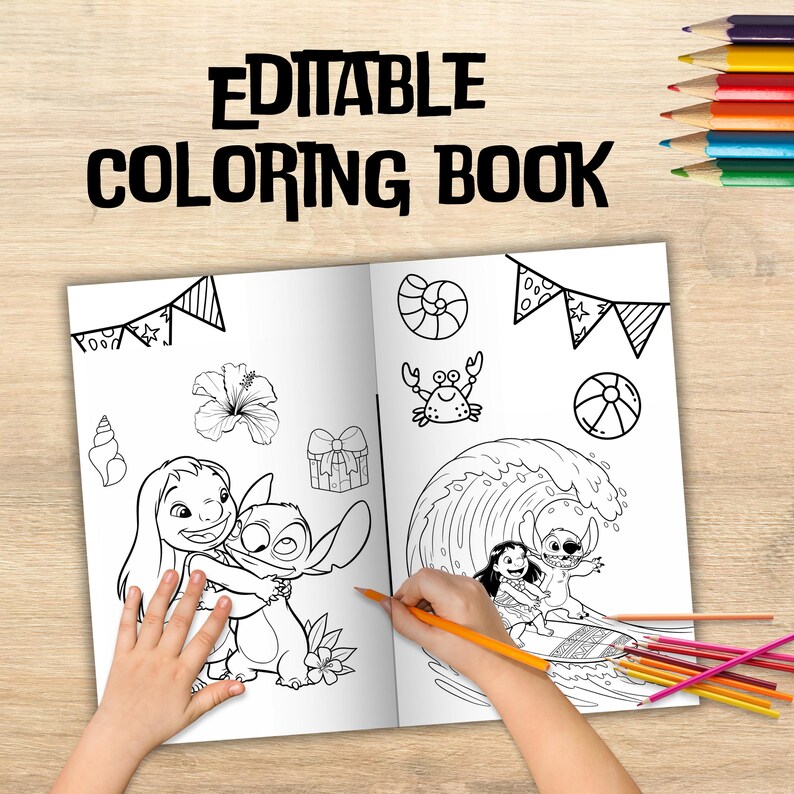 Editable Lilo and Stitch Coloring Book, Party Activities (digital File ...