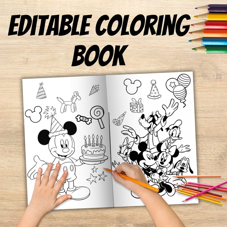 Editable Mickey Mouse Clubhouse Coloring Book, Party Favors (digital ...