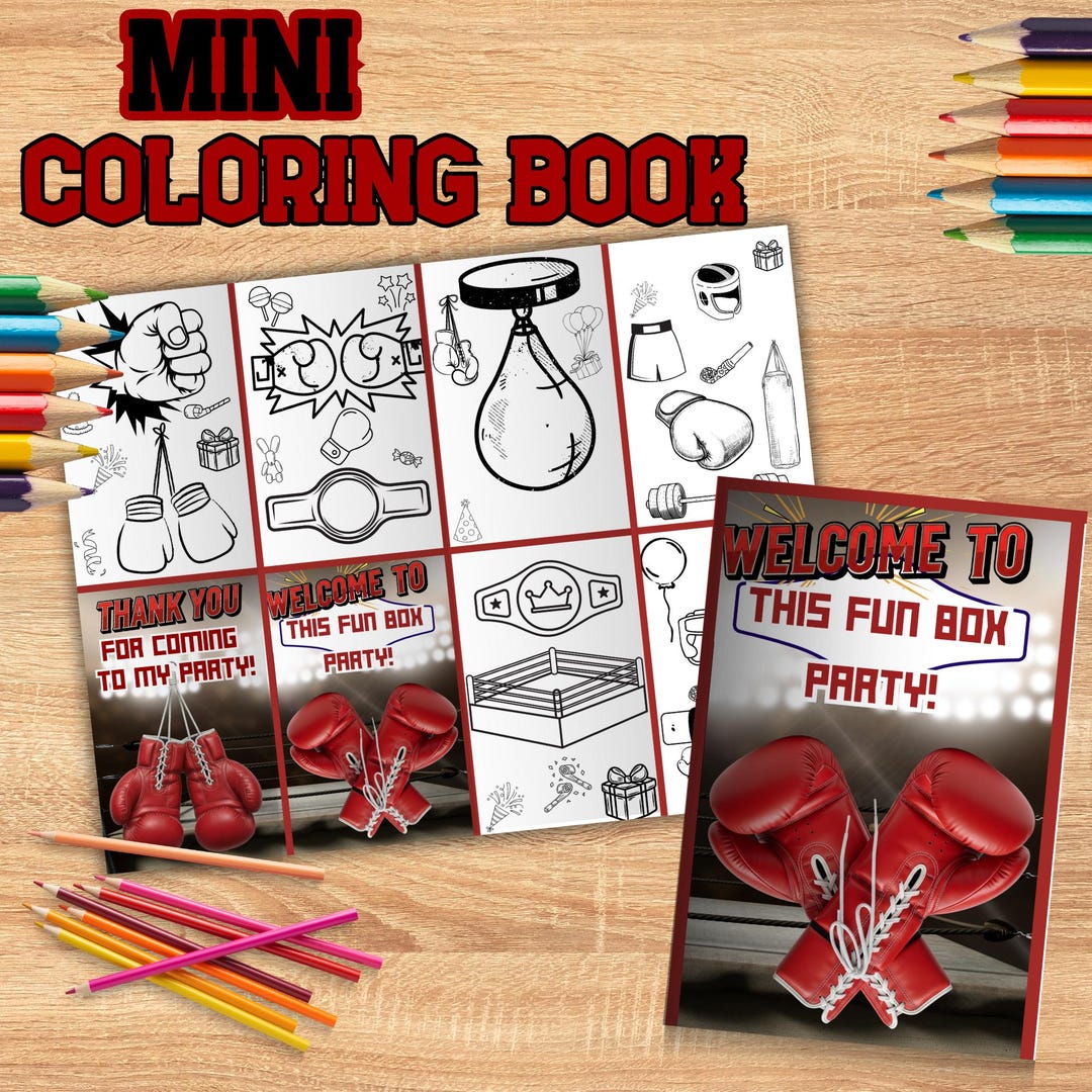 Mini Boxing Coloring Book, Boxing Party Placemat (instant Download) B20 ...