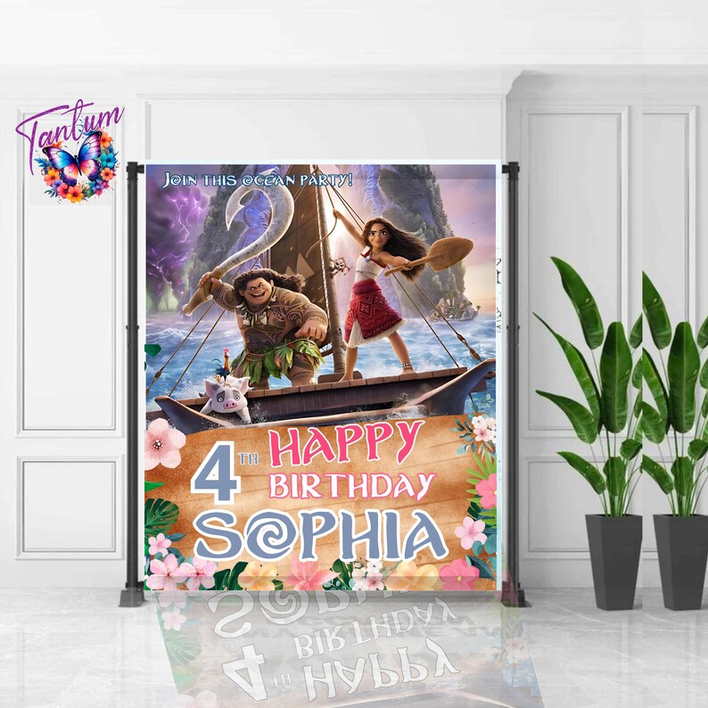 Custom Moana Birthday Party Backdrop | Vaiana Personalized Banner ...