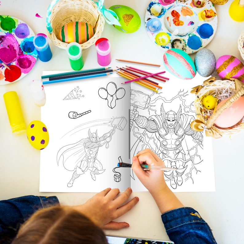 Editable Thor Birthday Coloring Book, Party Favors (digital Printable ...