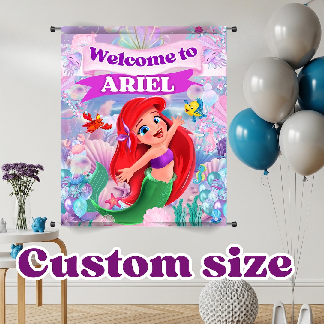 Little Mermaid Birthday Banner, Custom Backdrop (digital File) S10 - Etsy