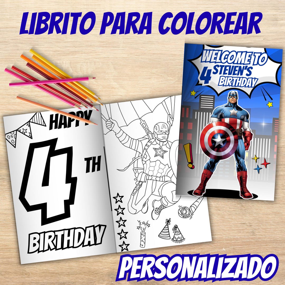 Editable Captain America Birthday Coloring Book, Superhero Minnie Mouse ...