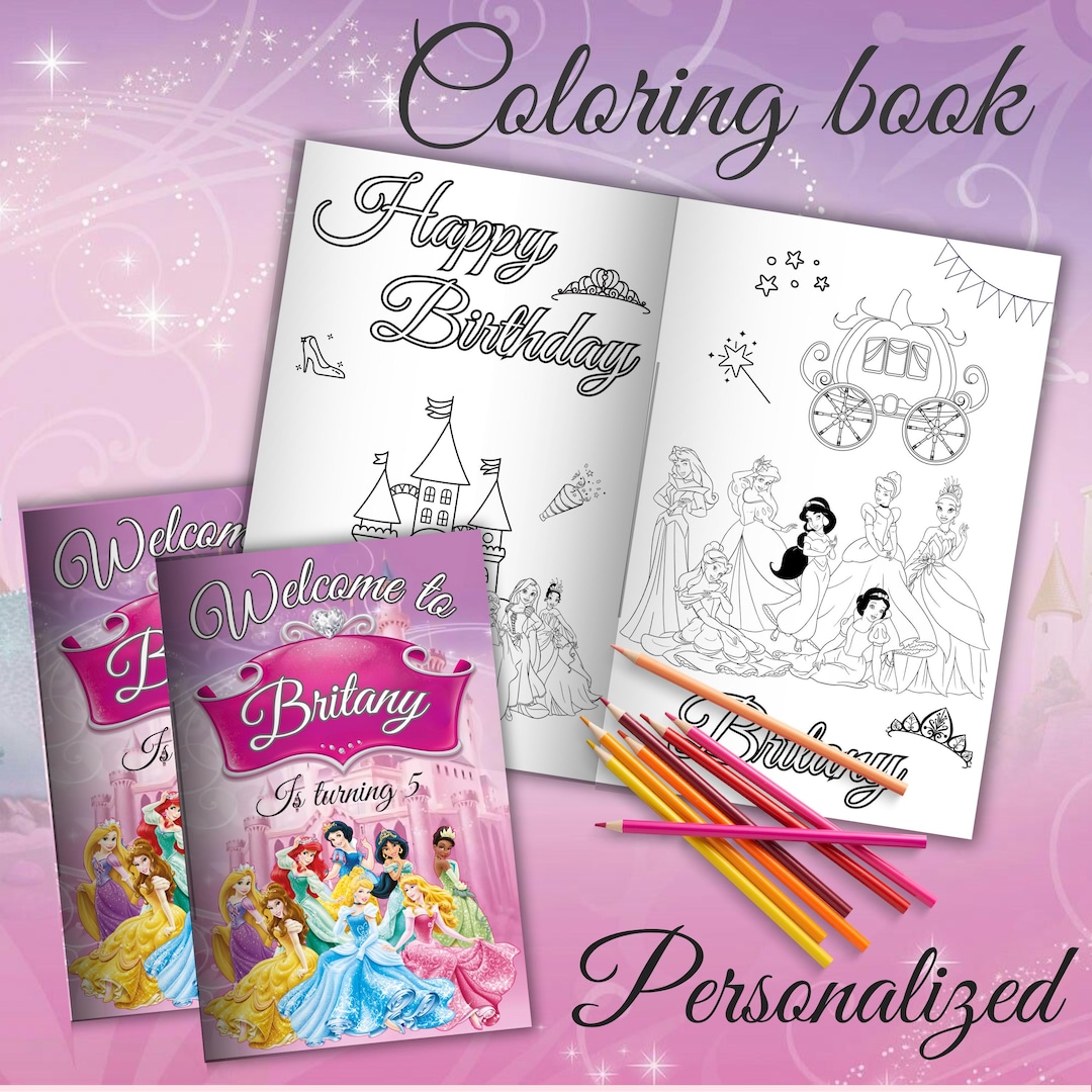 Editable Disney Princess Coloring Book, Party Favors (digital Printable ...