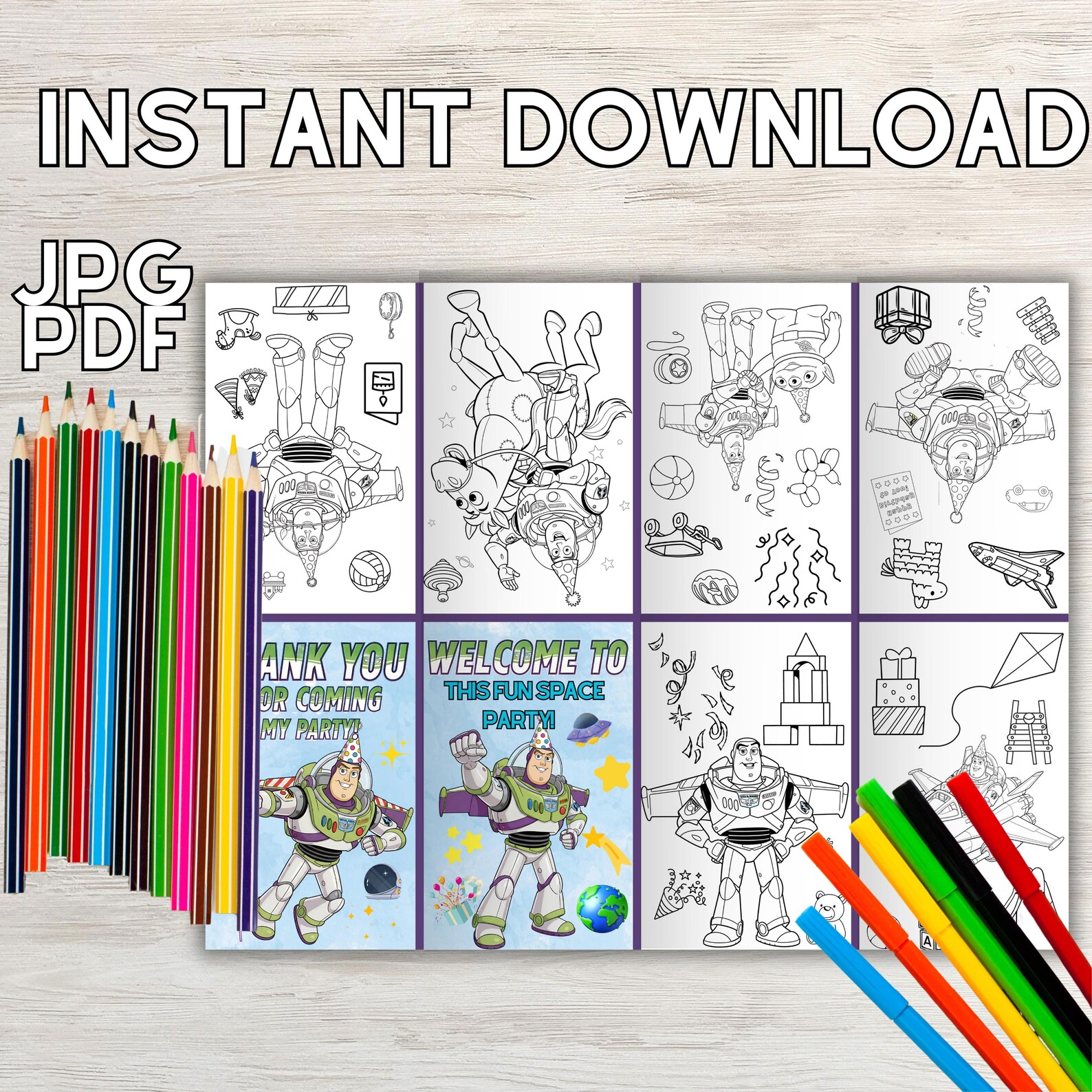 Mini Buzz Lightyear Coloring Book, Birthday Keepsake (PDF, JPG) T22 - Etsy