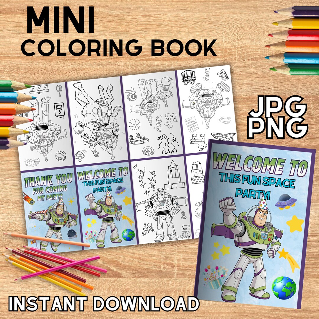 Mini Buzz Lightyear Coloring Book, Birthday Keepsake (PDF, JPG) T22 - Etsy