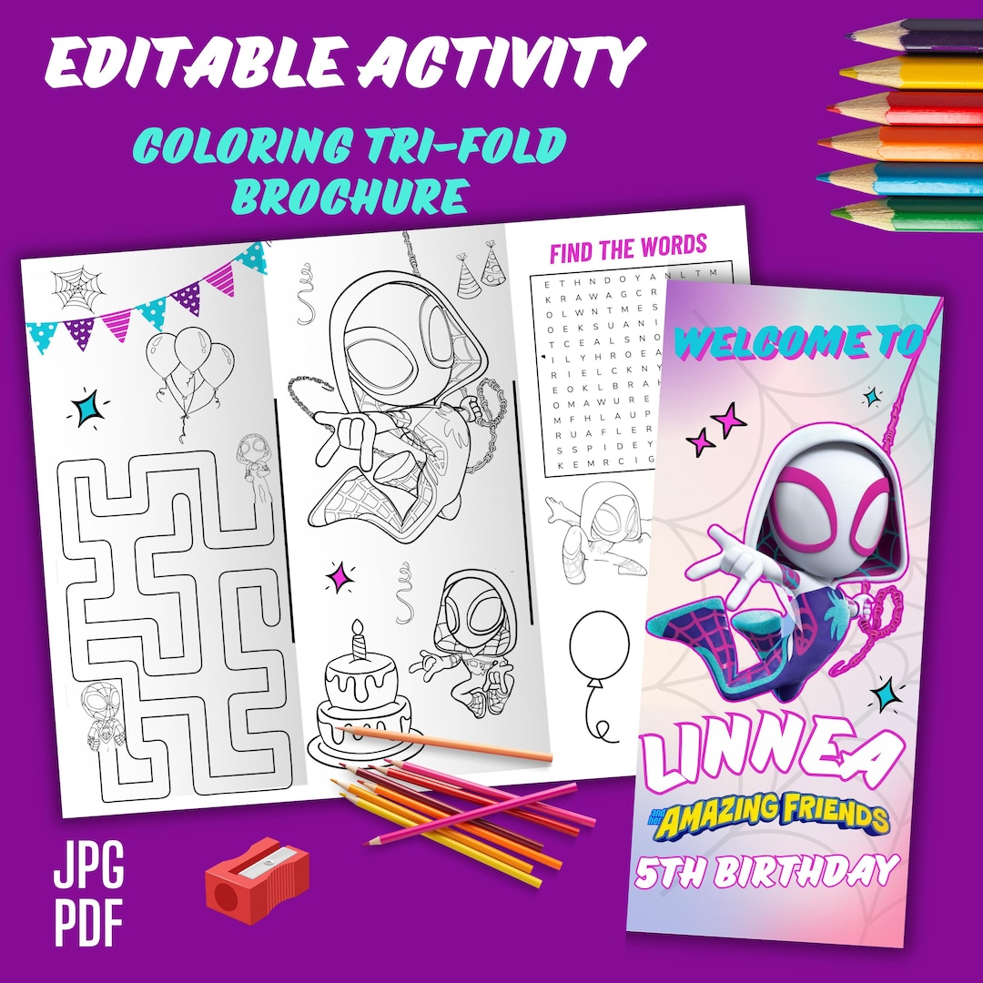 Ghost-spider Coloring Page, Trifold Activity Sheet (digital Download ...