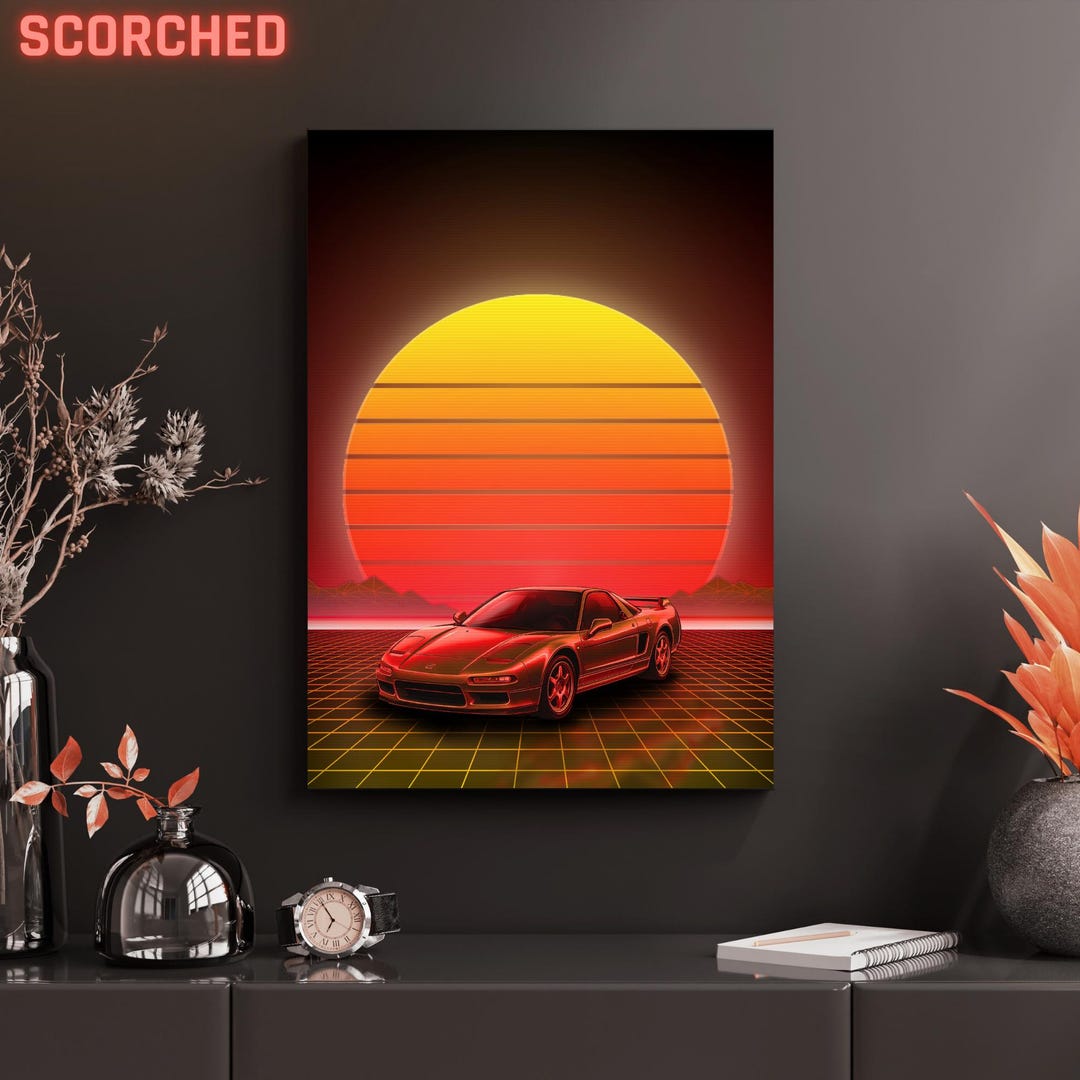NSX GEN 1 JDM Poster – Synthwave Scorched Edition – Neon Car Art Print ...
