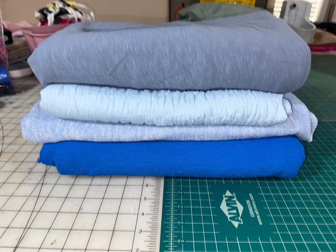 5lbs Bulk Knit Fabric Scrap Bundle – Assorted Blues & Textures for ...