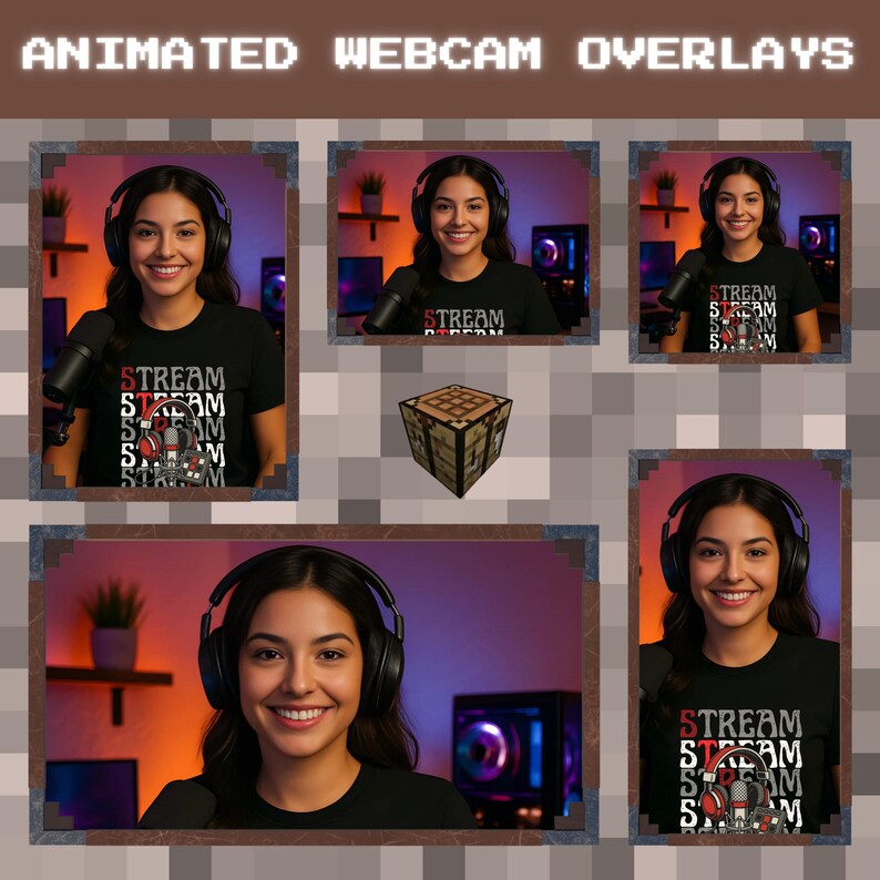 Animated Webcam Overlay Pack | Minecraft-inspired | 5 GIF PNG Frames ...
