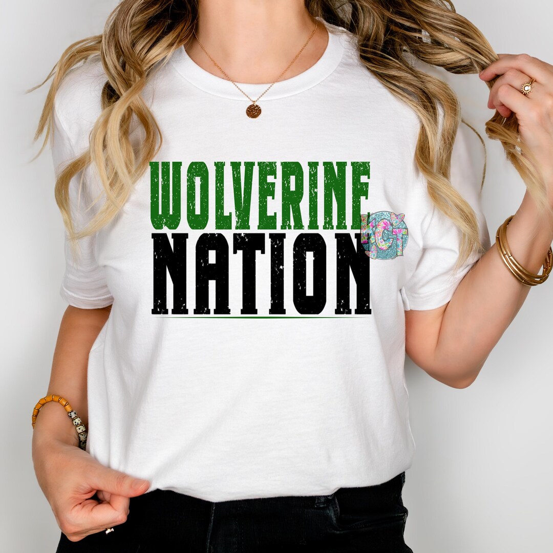 Wolverine Nation DTF, Wolverine Spirit Mascot DTF, Green and White ...