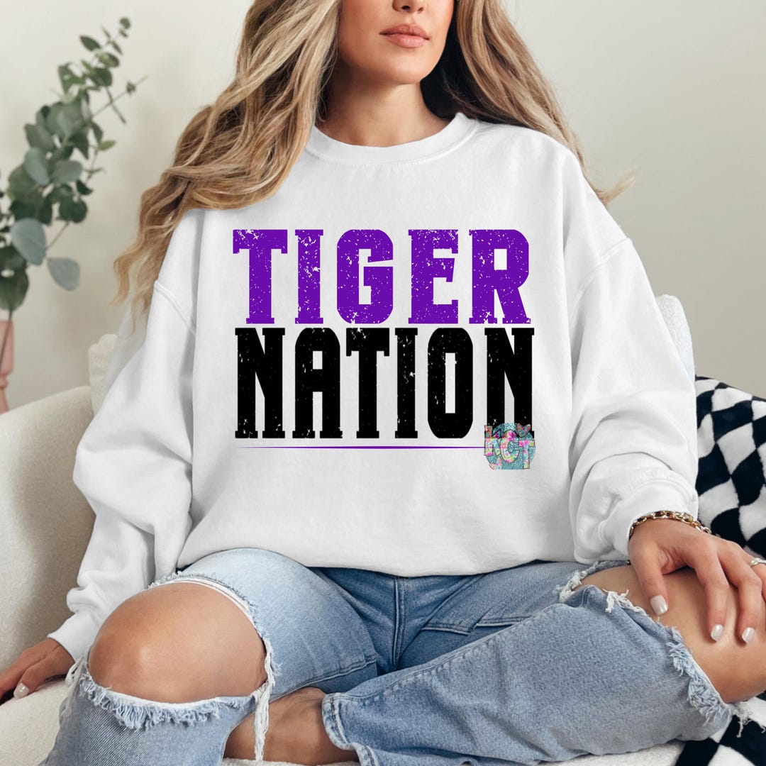 Tigers Nation DTF, Tigers Spirit Mascot DTF, Purple Tigers DTF - Etsy