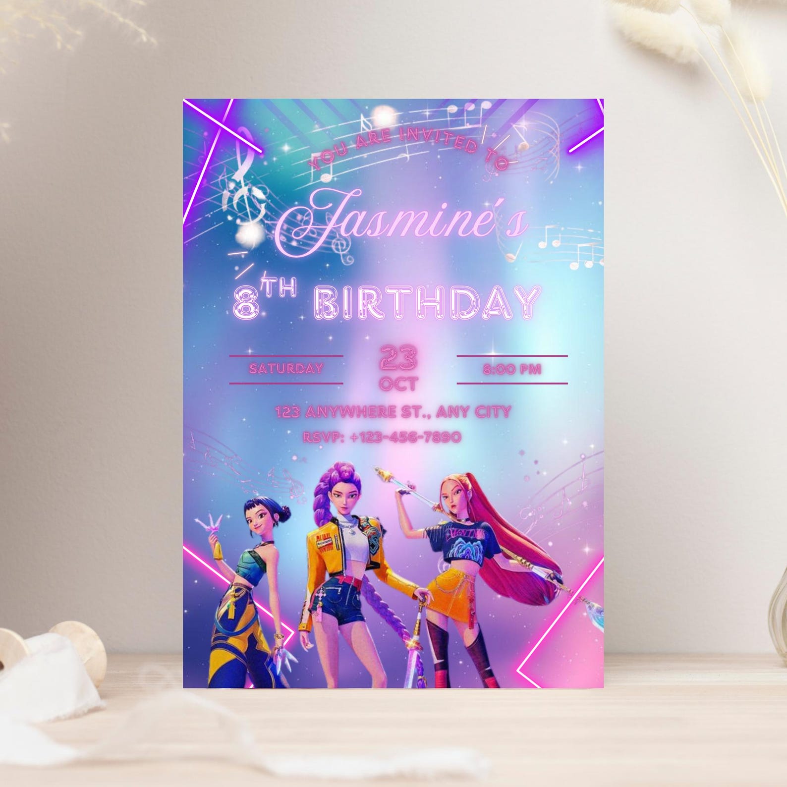 Kpop Demon Hunters Birthday Invitation Template Editable Canva Template ...