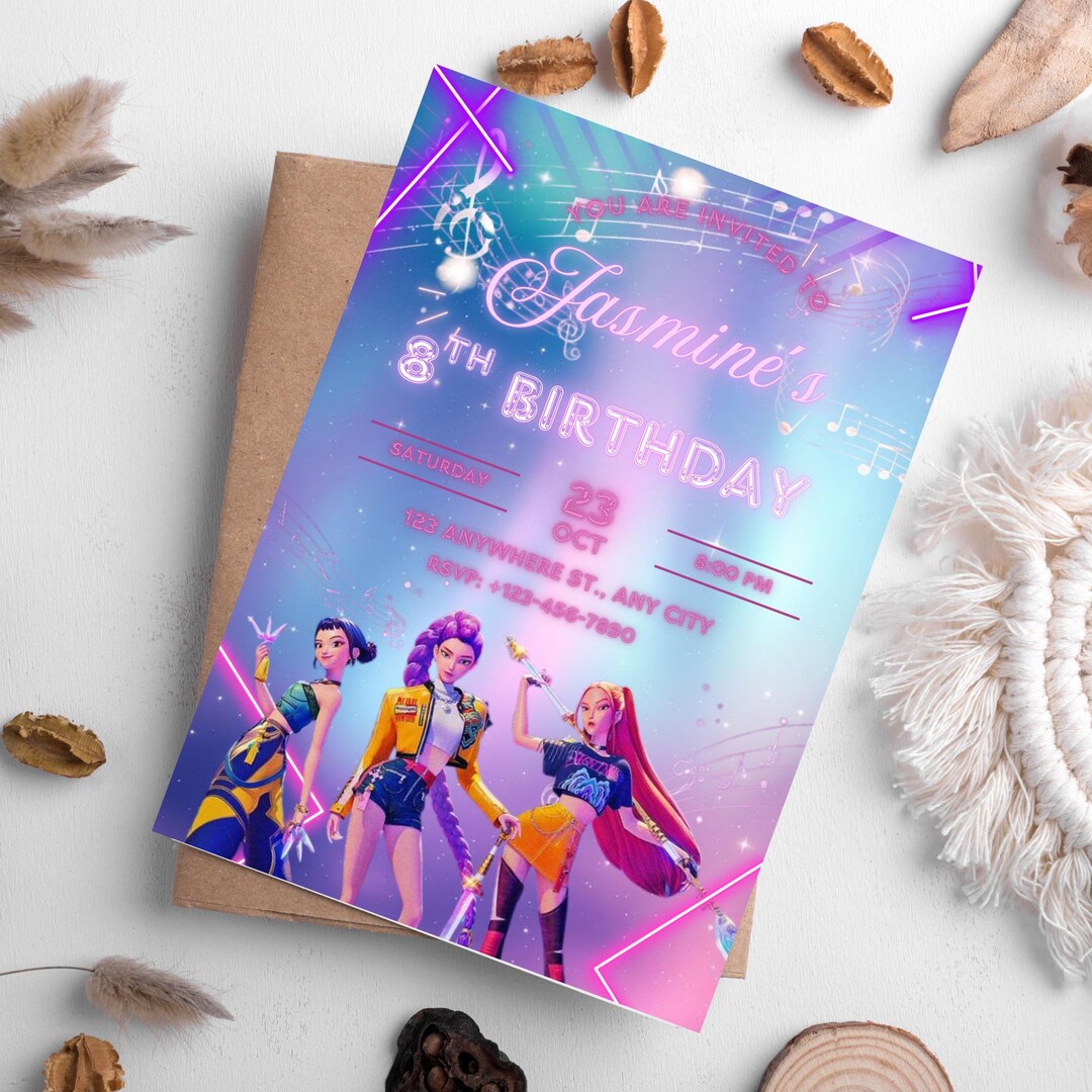 Kpop Demon Hunters Birthday Invitation Template Editable Canva Template ...