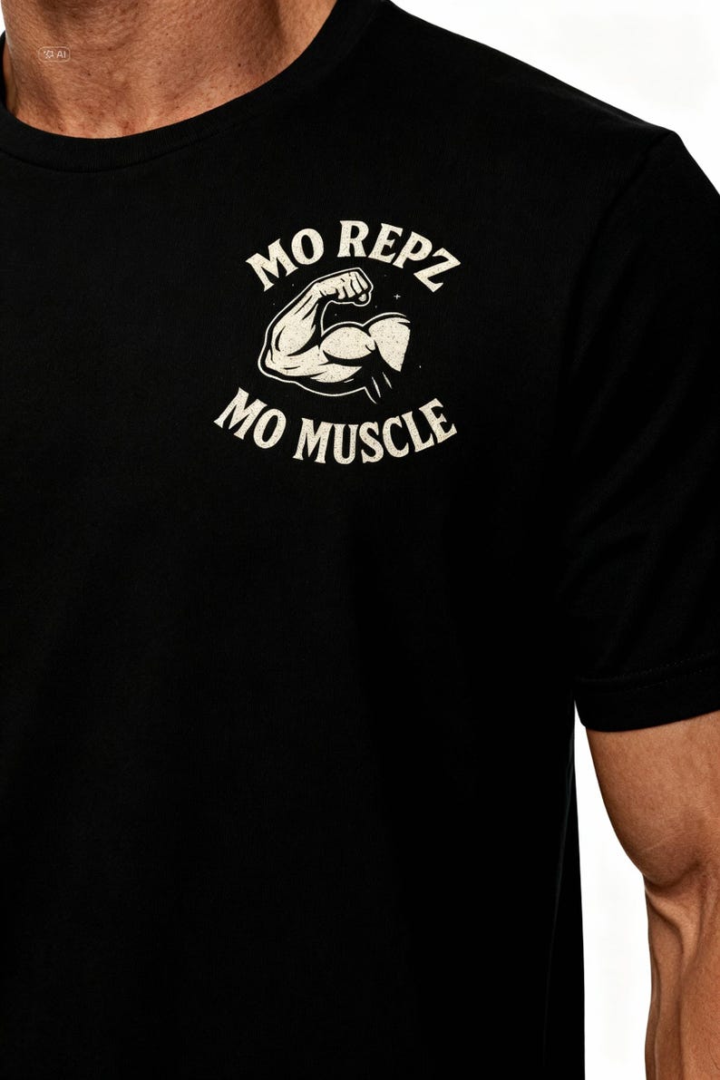 Mo Repz Mo Muscle Gym T-shirt – Black Fitness Shirt With Back Print ...