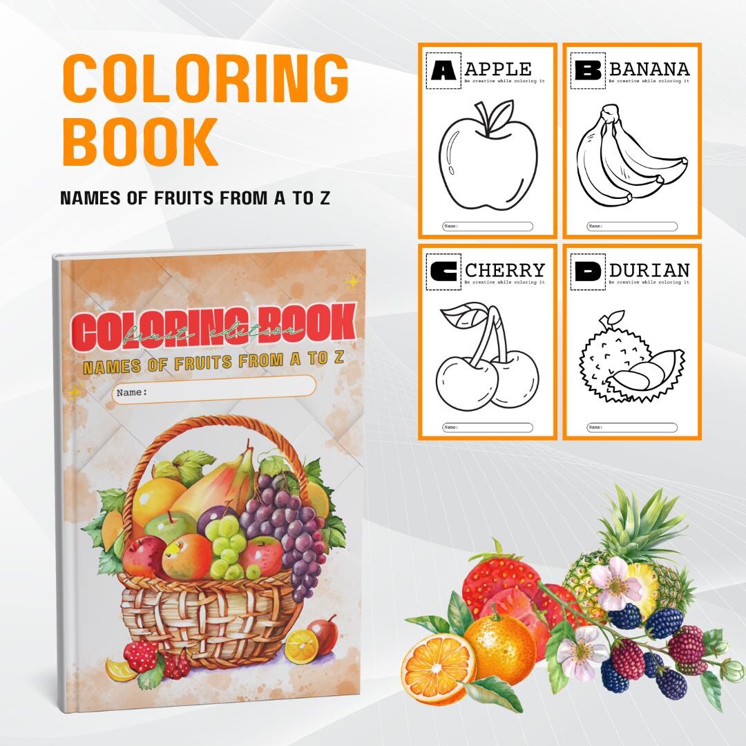 Alphabet Fruit Coloring Book – Learn Fruit Names From A to Z - Etsy