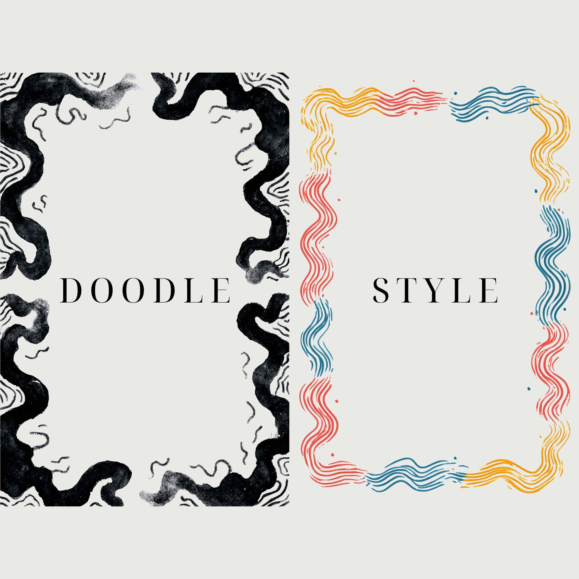 Hand Drawn Frames Clipart, Wavy Frame Style, Digital Download, Doodle ...