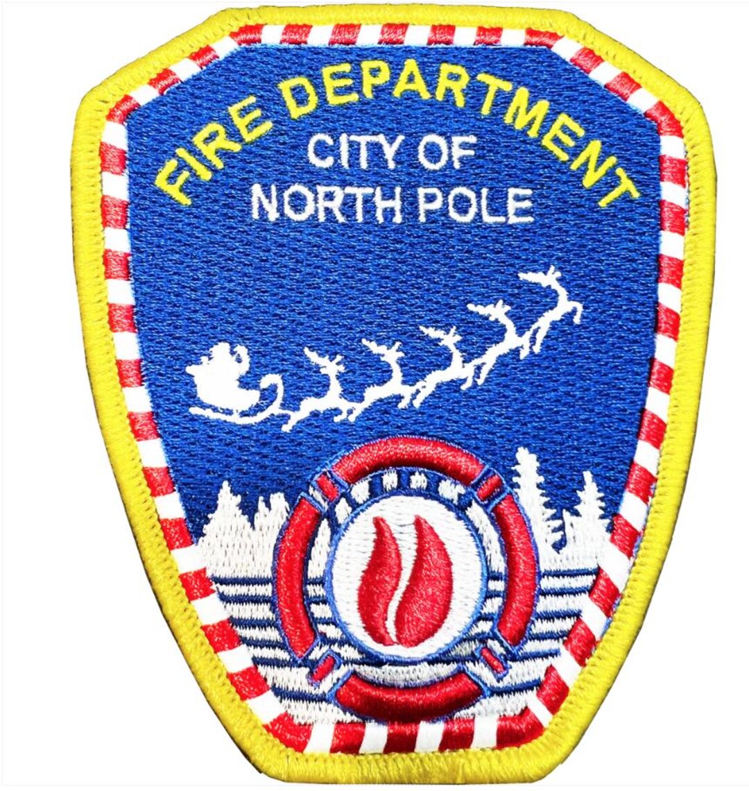 Santa Claus Fire Fighter City of North Pole Fire Department Style Iron ...