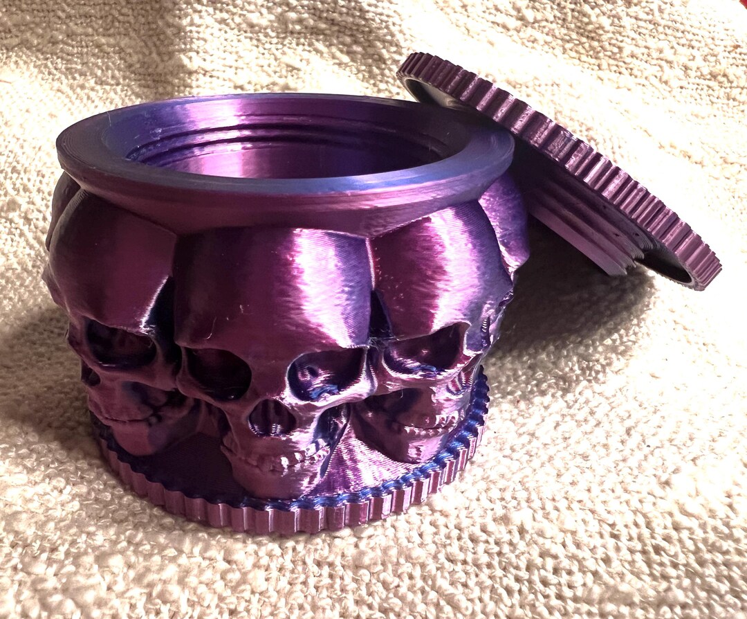 3d Printed Skully Containers in Dual and Triple Silk PLA. Designer at ...
