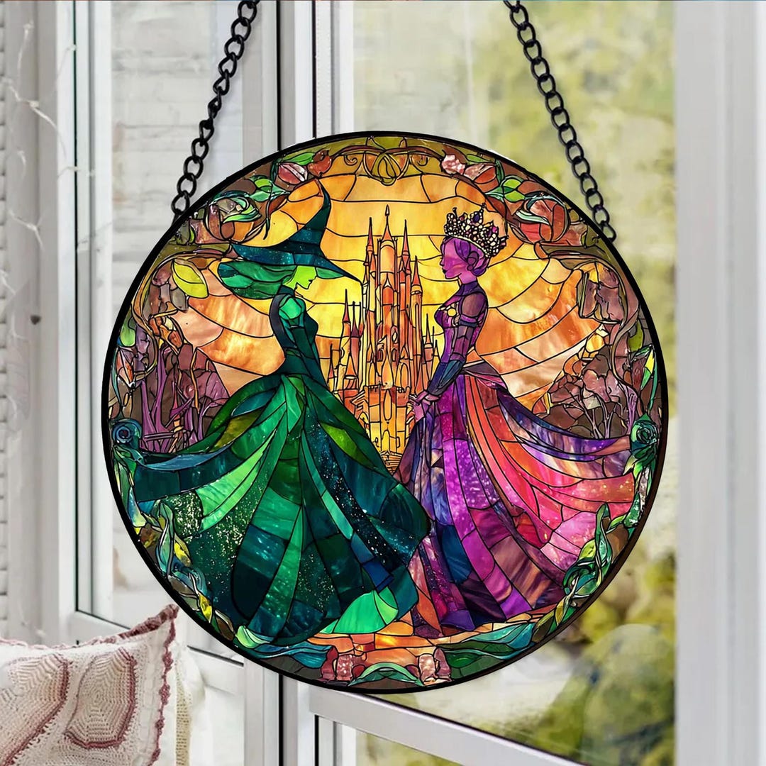 Elphaba and Glinda Besties Stained Glass Suncatcher, Wicked Christmas ...