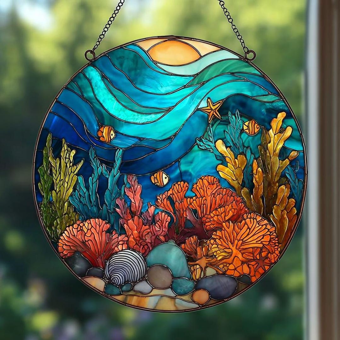 Tidepool Suncatcher, Home Decor, Window Hanging Gift, Gift for Mom, Sea ...