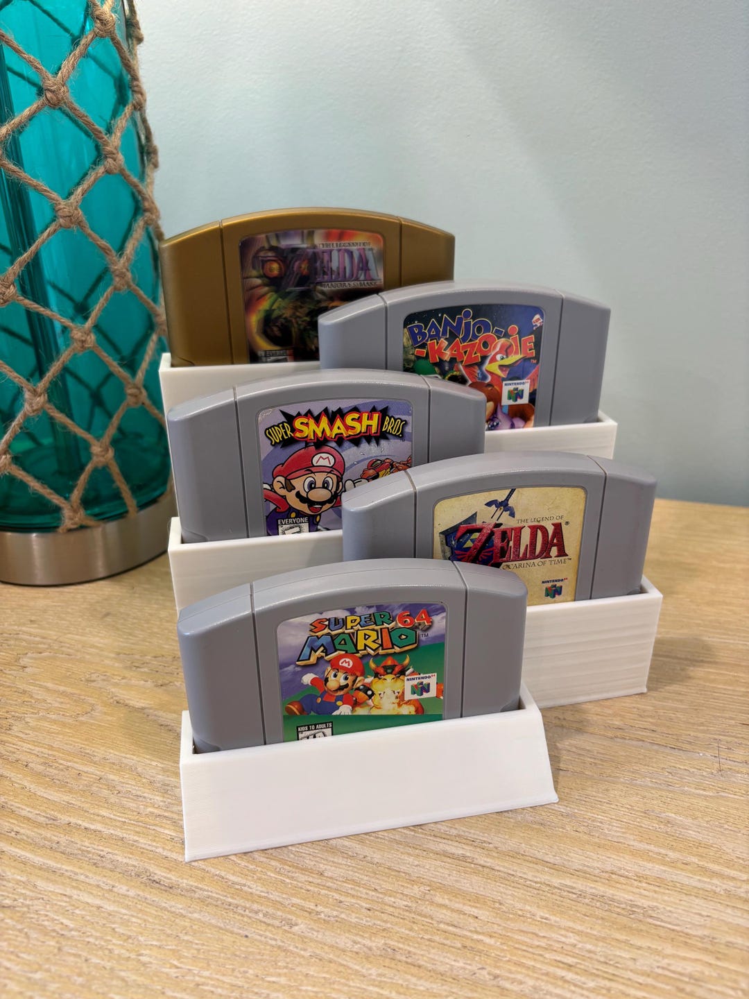 Staggered N64 Game Stand Display Shelf: Tiered Retro Gaming Organizer ...