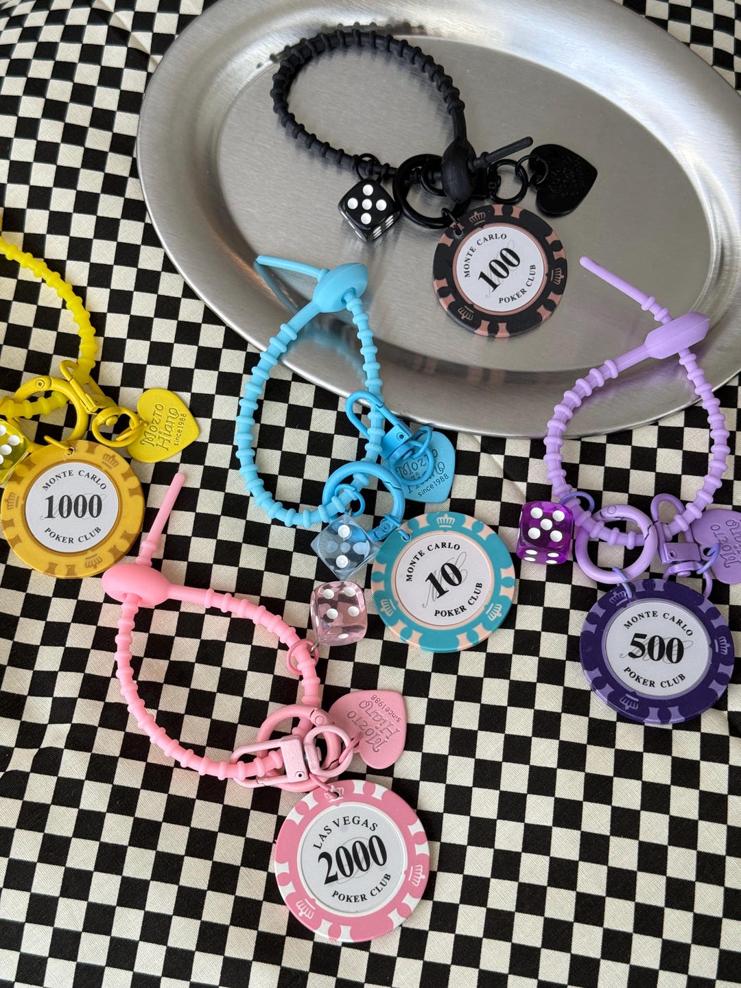 Poker Chip Bag Charm Keychain – Casino Dice Purse Accessory With ...