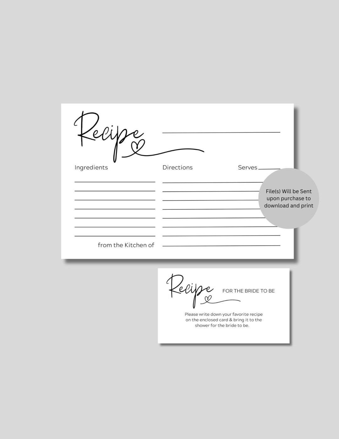 Printable Recipe Card Template, Instant Download, Recipe Cards 4x6, DIY ...