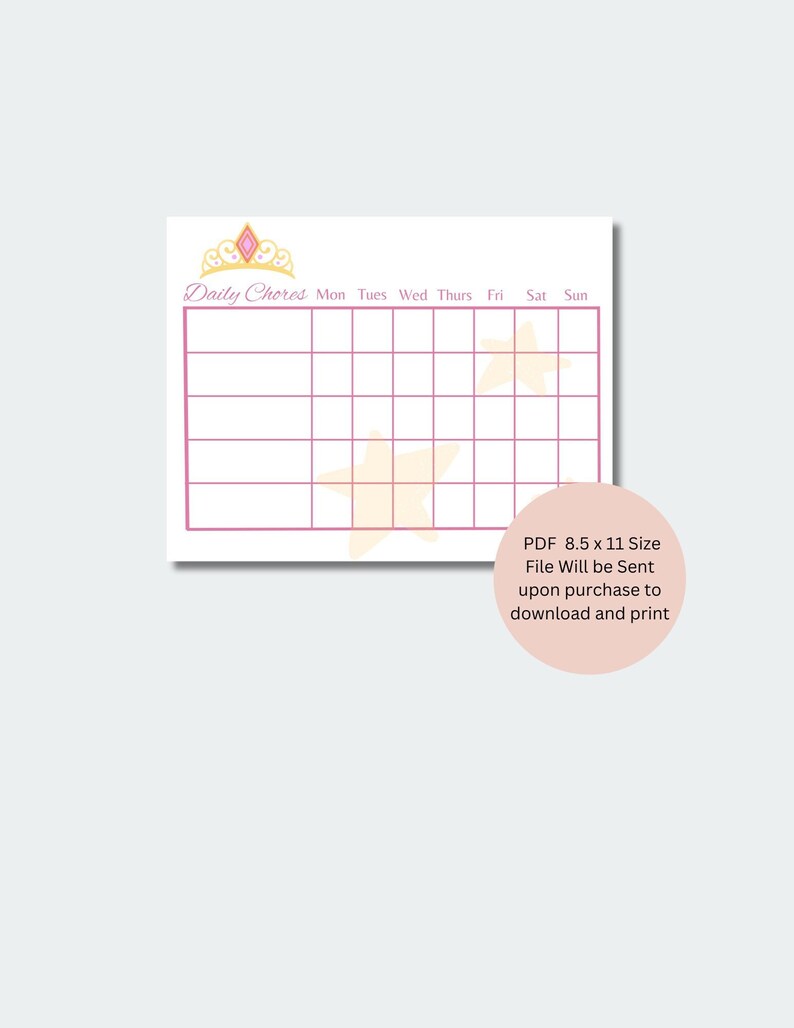 Instant Download: Girls Chores Sticker Rewards Chart in Pink - Etsy
