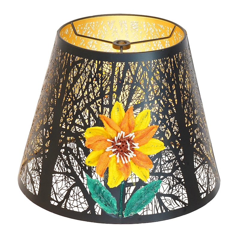 Hand-painted Sunflower Lampshade, Tree Silhouette Light Cover, Boho ...