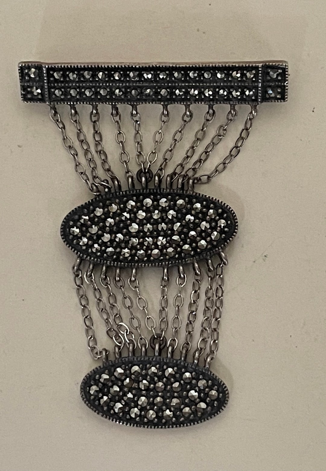 Judith Jack Sterling Silver 925 Marcasite Dangle, Drop, Chain Brooch - Etsy