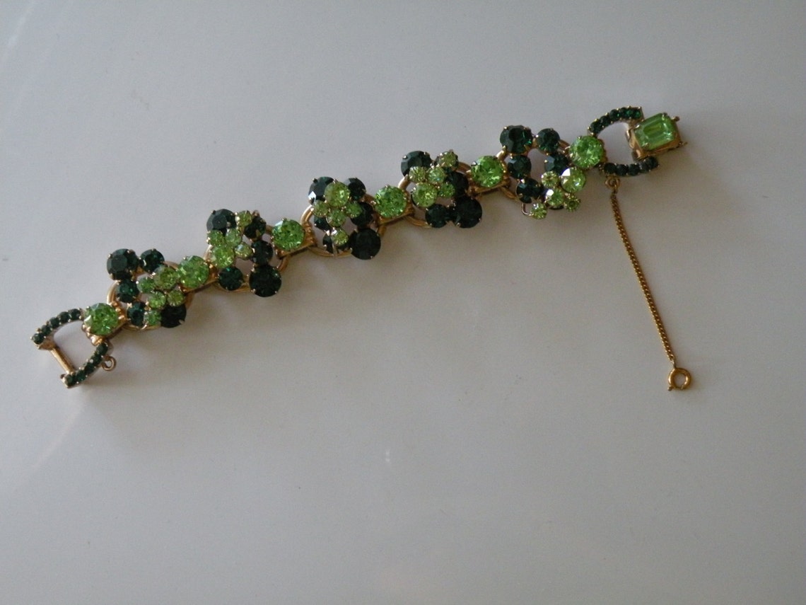 Delizza and Elster Inc Juliana Flower Bracelet. Emerald and - Etsy