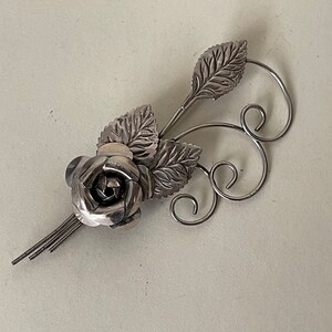 Lang Sterling Silver Rose Flower Brooch - Etsy