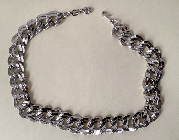 Monet silver plated silver link, double curb link ne… - Gem