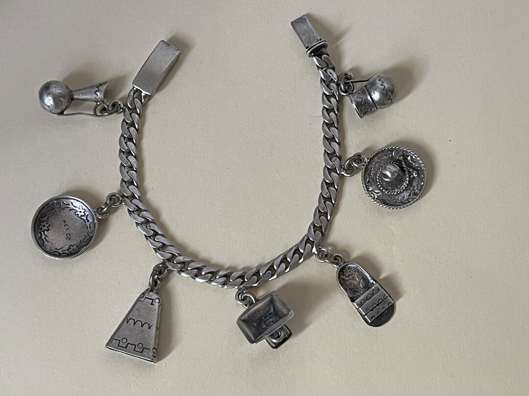 Sterling Silver 925 Mexico Charm Bracelet Eagle 19 - Etsy