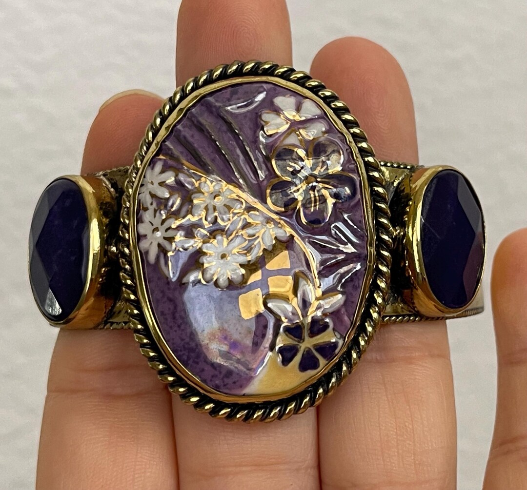 Amy Kahn Russell AKR Hand Painted Porcelain, Purple Gemstone Bronze ...