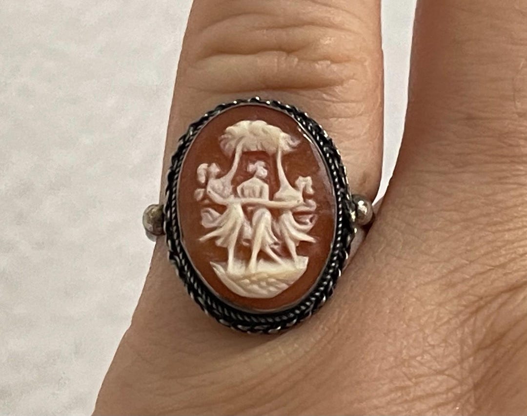 800 Silver Three Graces Cameo Ring Size 6.75-7 - Etsy