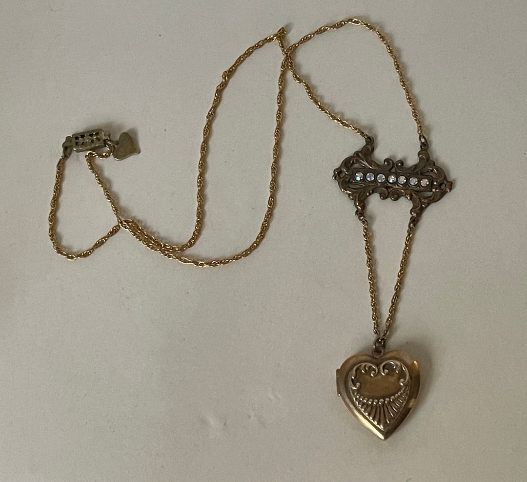 Top Shelf Jewelry Heart Locket Aurora Borealis Rhinestone Pendant ...