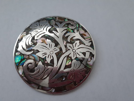 Mexican sterling silver, Taxco, abalone shell, lea… - Gem