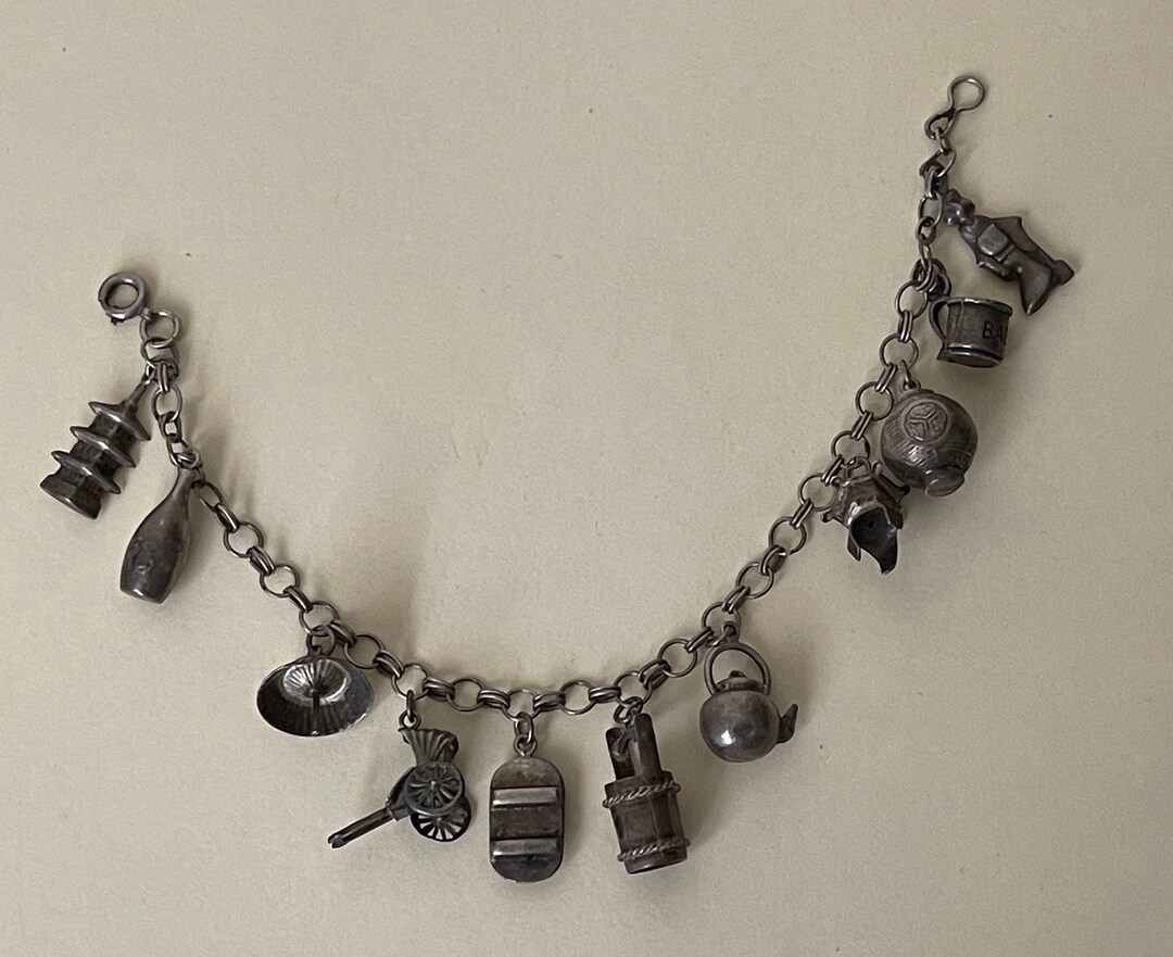 800 Silver 11 Charms Japanese, Oriental, Asian Charms 7.25" - Etsy