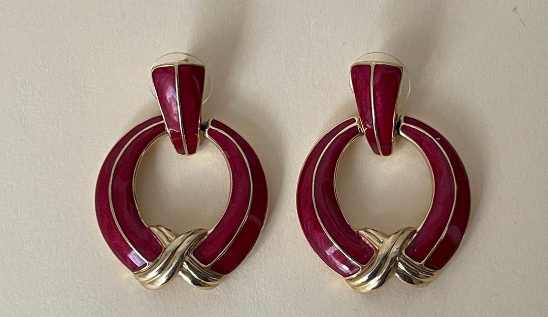 Triari TM Red Enamel Stud Earrings - Etsy