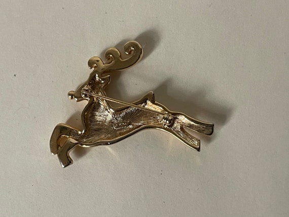 Monet Rudolph reindeer deer rhinestone brooch pin - Gem