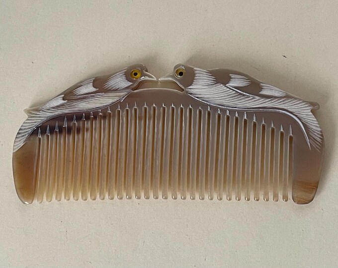 Horn Comb. Horn Hair Comb, Kissing Birds Comb NOS - Etsy