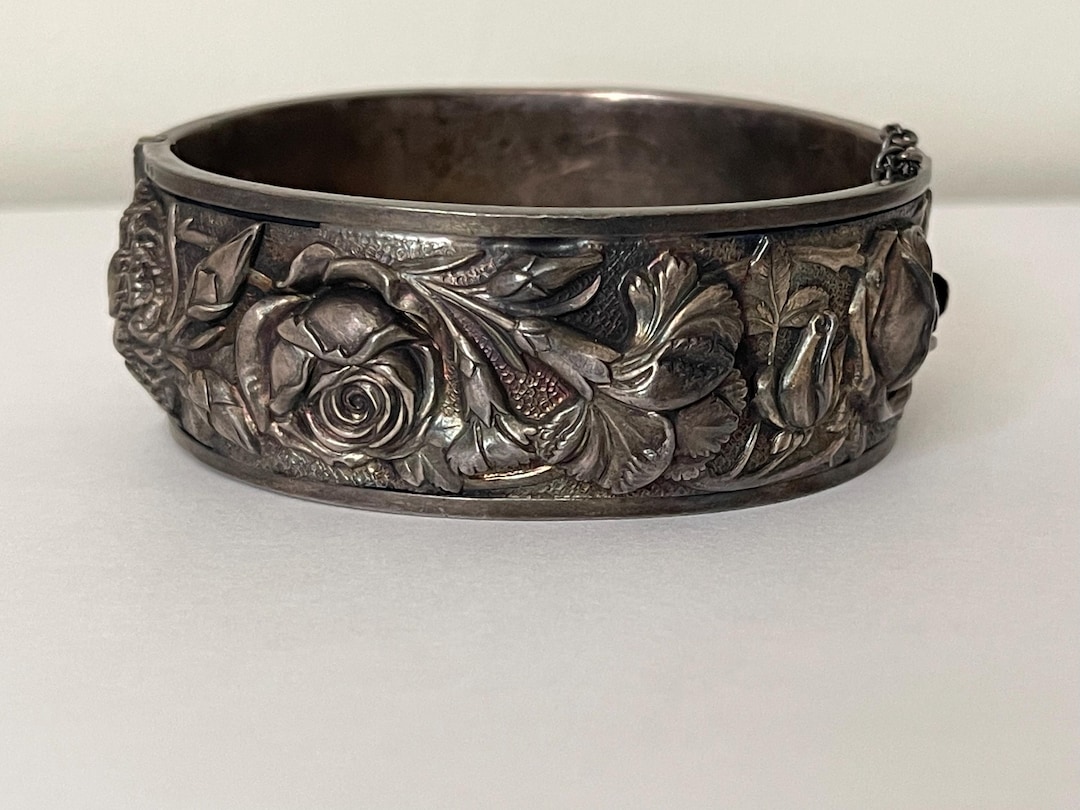 Antique Art Nouveau 935 Silver Roses, Carnation Bracelet. RODI ...